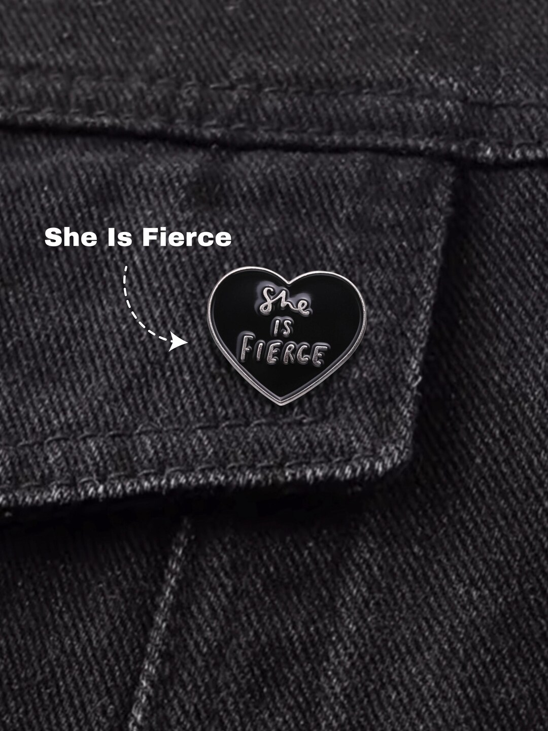 She is Fierce Heart Enamel Pin – Motivational Quote Pins, Positive ...
