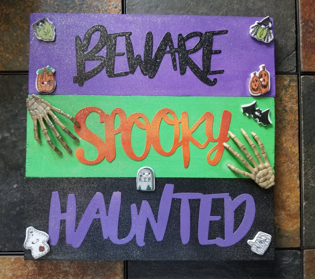 Halloween Beware Spooky Haunted Sign - Etsy