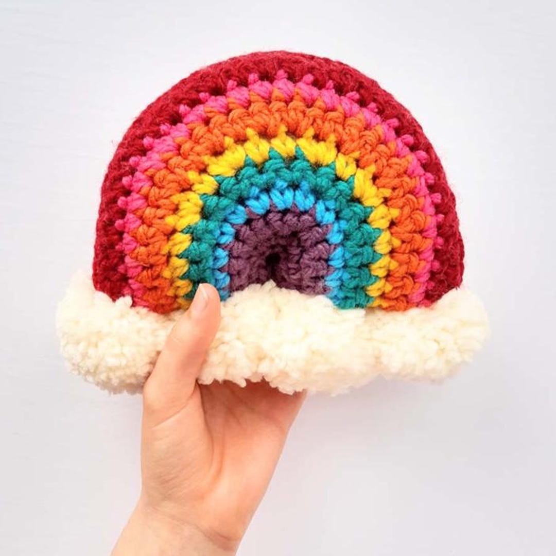 Rainbow With Fluffy Cloud Crochet Pattern – Colorful and Cozy Decor ...