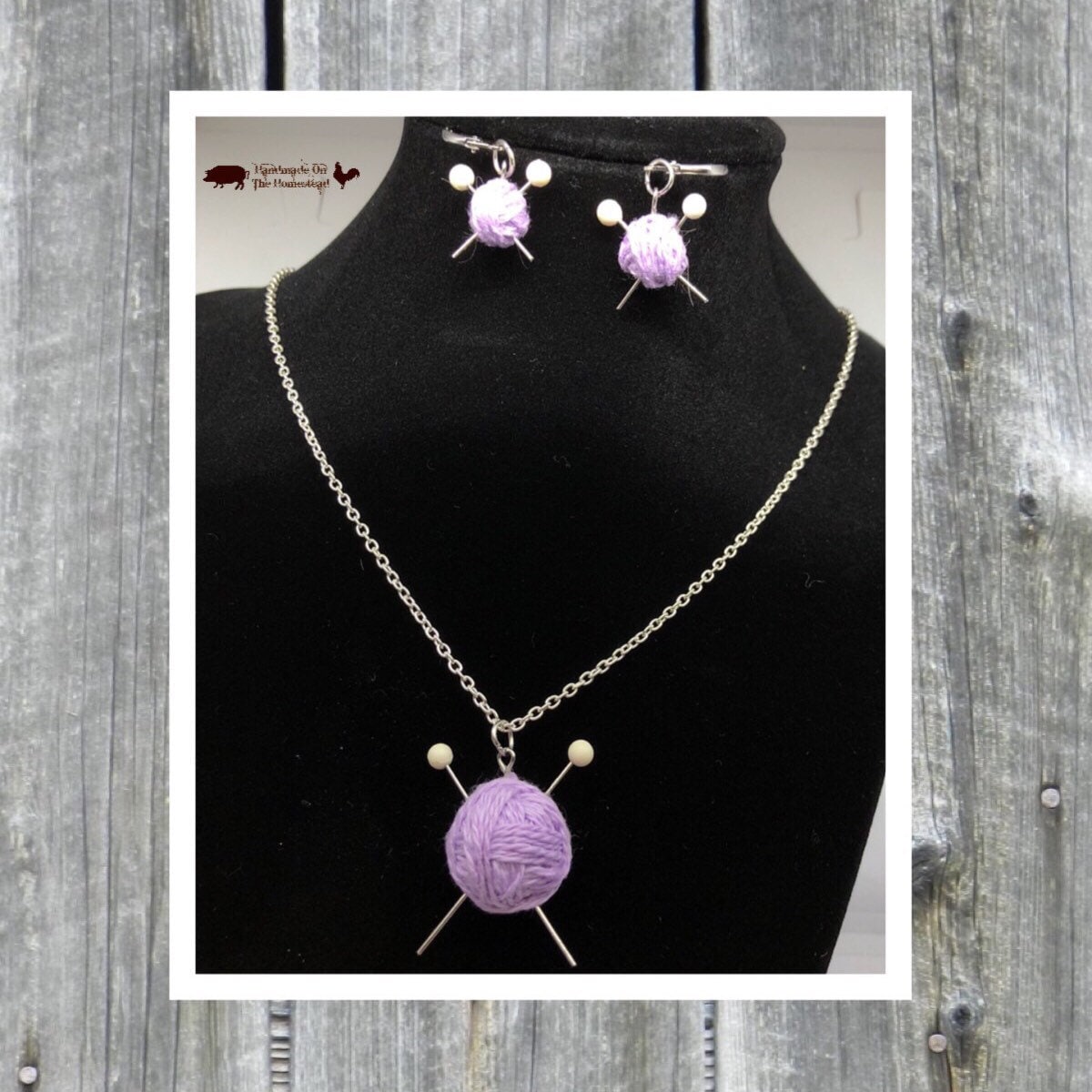 Knitting necklace set knitter earrings jewelry set knitting | Etsy