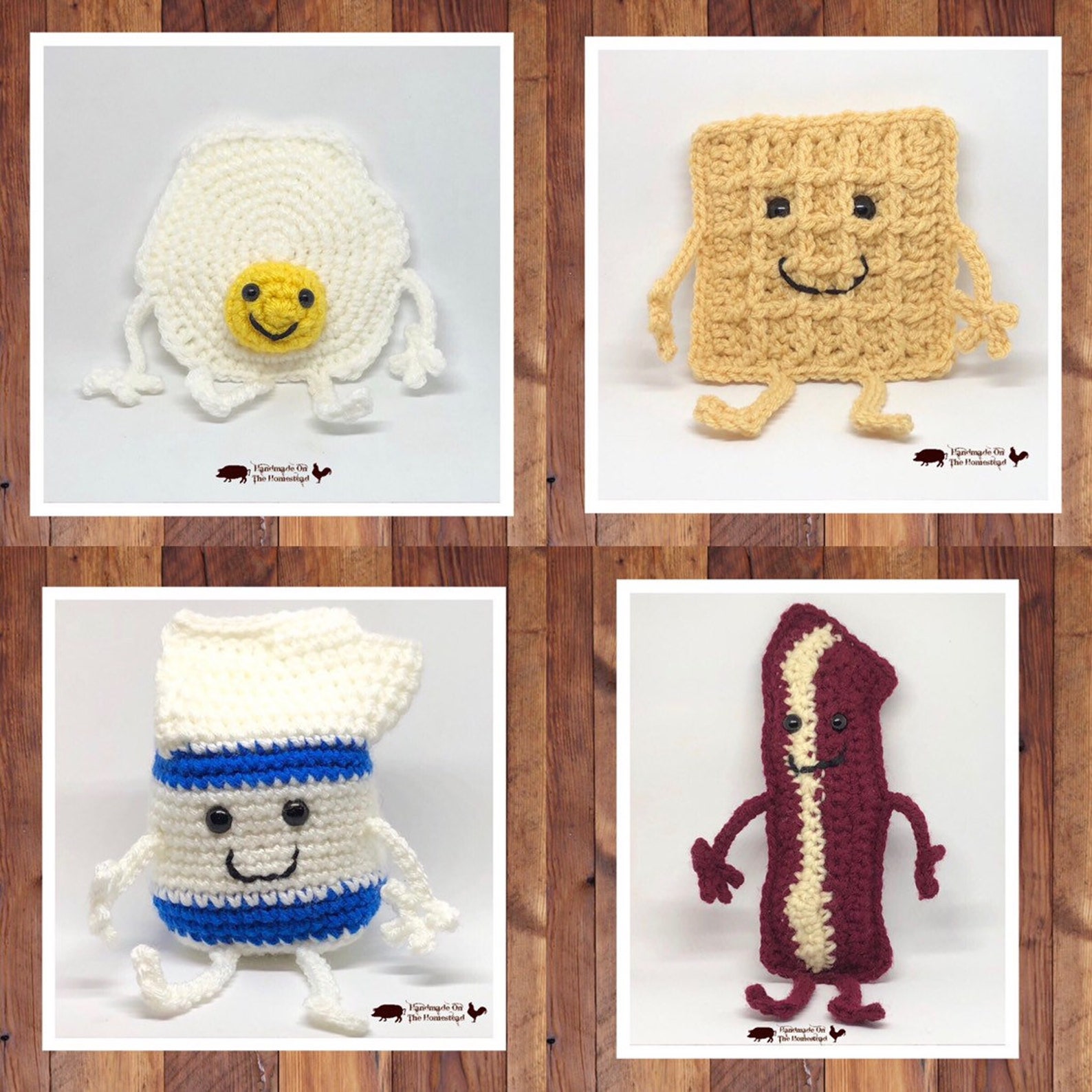 The Crocheted Breakfast Club Pattern, Bacon, Waffles, Eggs, Milk, Sunny ...