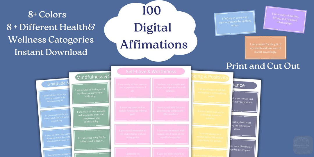 Health and Wellness Affirmation Cards| Digital Download - Etsy