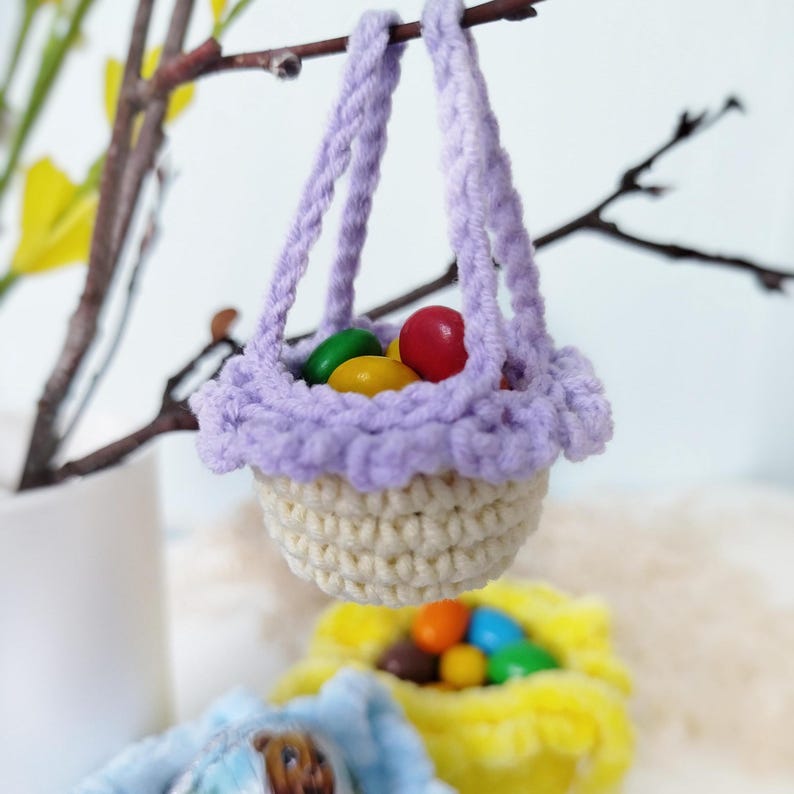 Mini Easter Basket Crochet Pattern No Sew, Quick Easter Basket Crochet ...