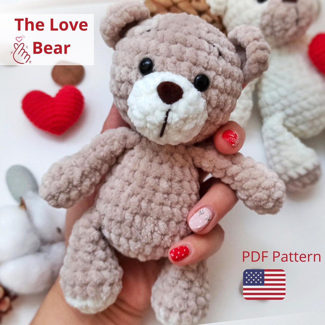 Teddy Bear With Heart Crochet Pattern, the Love Bear - CROCHET PDF ...