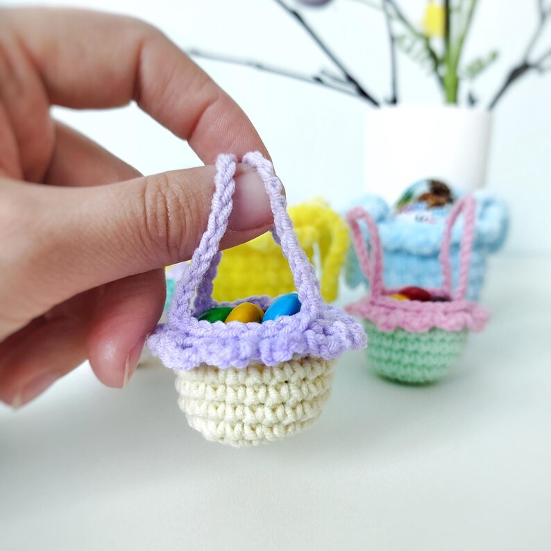 Mini Easter Basket Crochet Pattern No Sew, Quick Easter Basket Crochet ...