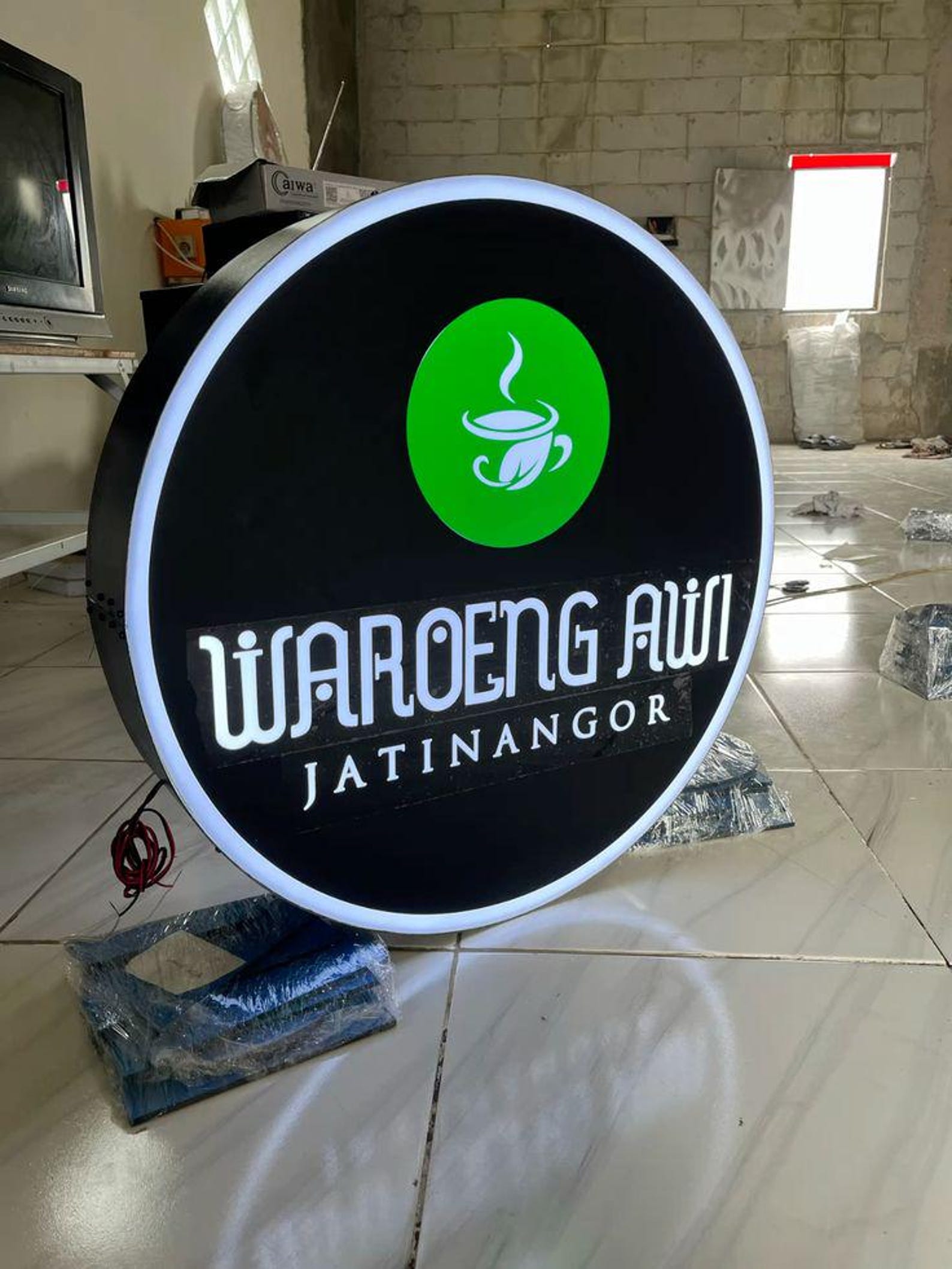 Custom Double Sided Round Lightbox Sign – Personalized Business Logo ...