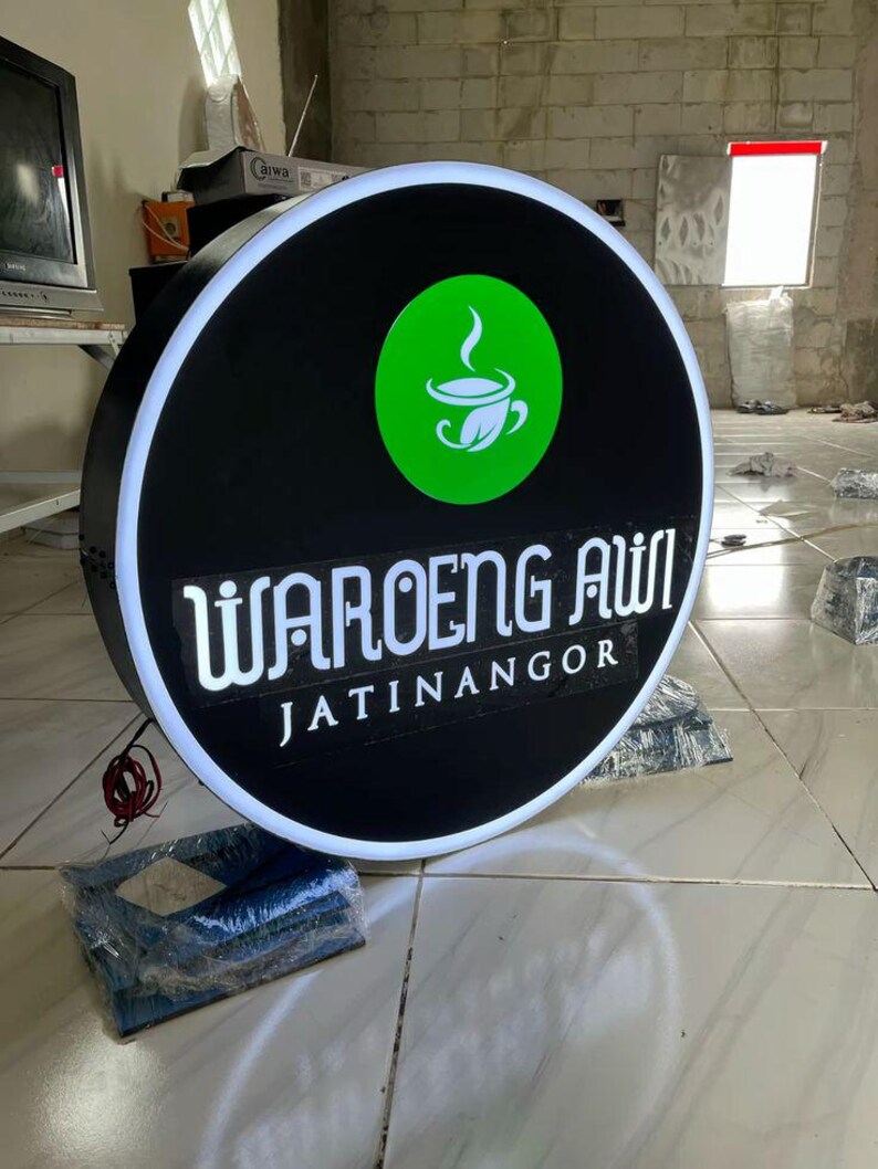 Custom Double Sided Round Lightbox Sign – Personalized Business Logo ...