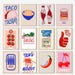 Kitchen Art Print Set of 12 – Retro Food Prints, Trendy Gallery Wall ...