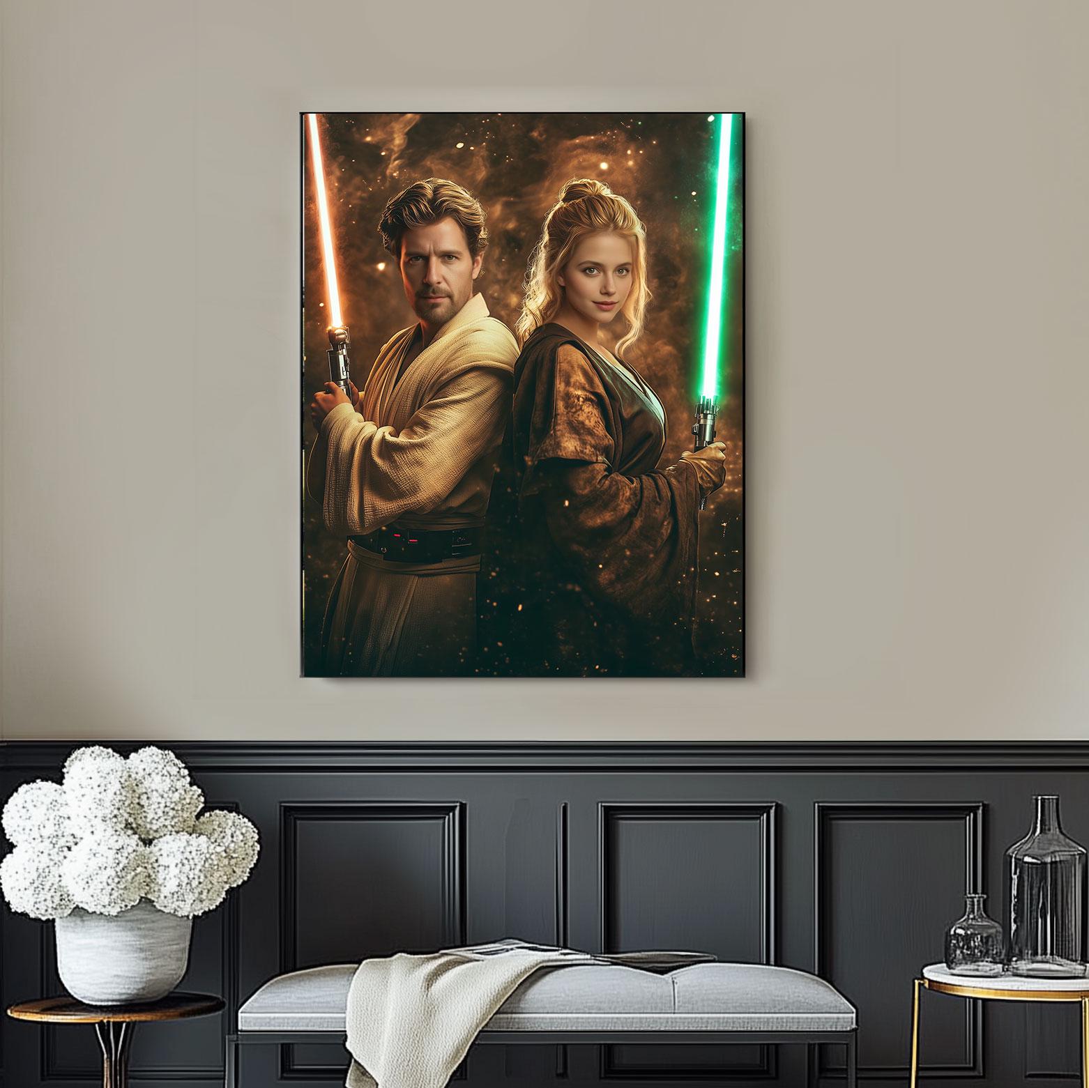 Custom Star Wars Couple Portrait From Photo Jedi Couple Custom Portrait ...