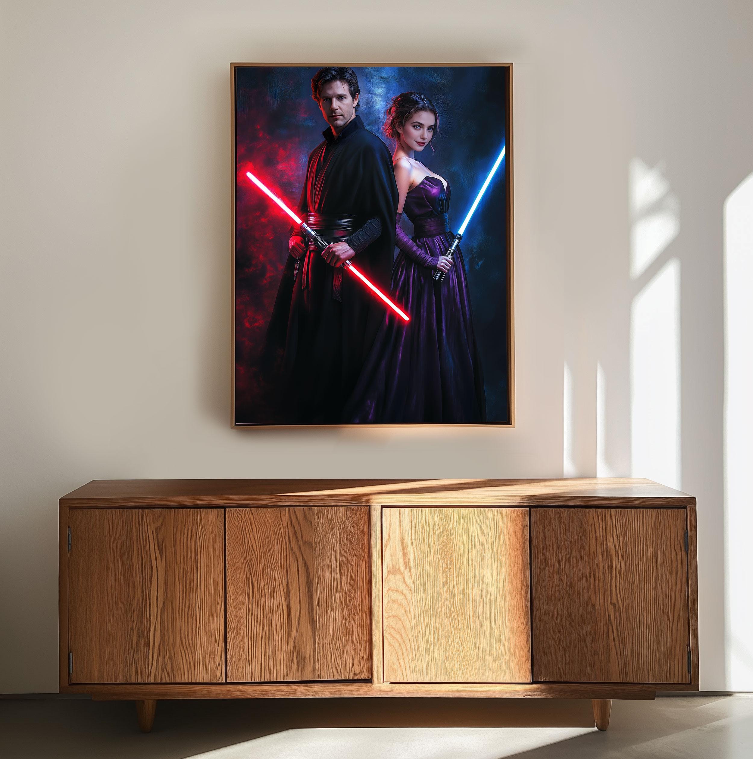 Custom Star Wars Couple Portrait From Photo Jedi Couple Custom Portrait ...