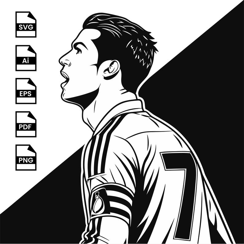 Cristiano Ronaldo SVG, Soccer Player CR7 Clipart, CR7 Silhouette ...