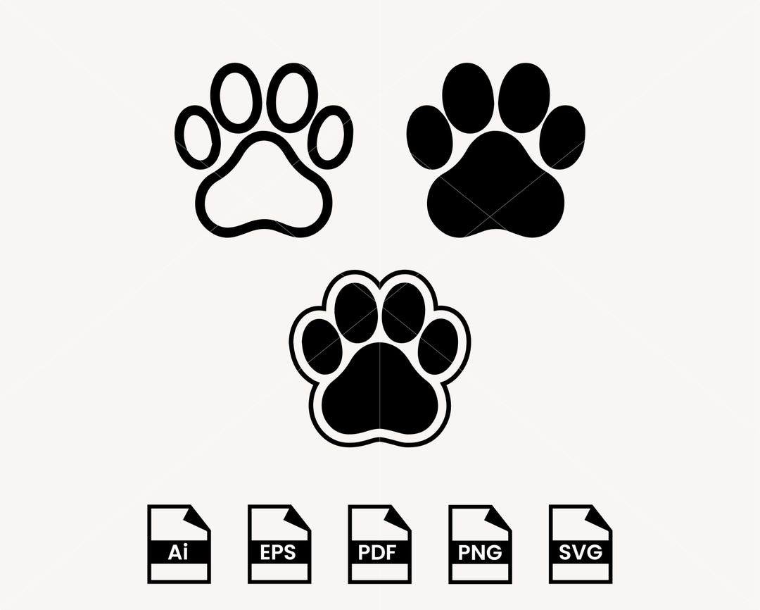 Dog Paw Print SVG Set: Silhouette Clipart (digital Download) - Etsy