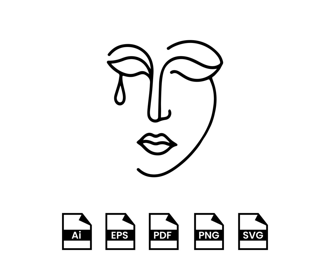 Single Line Face Tattoo Design SVG, Minimalist Face Tattoo, One Line ...