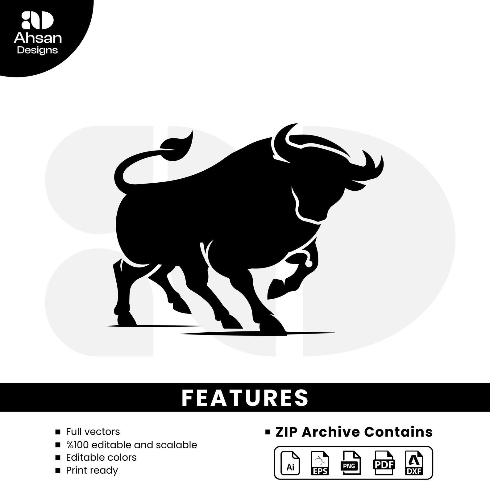 Angry Bull Svg, Bull Svg, Bull Silhouette, Svg and Png Files, Digital ...