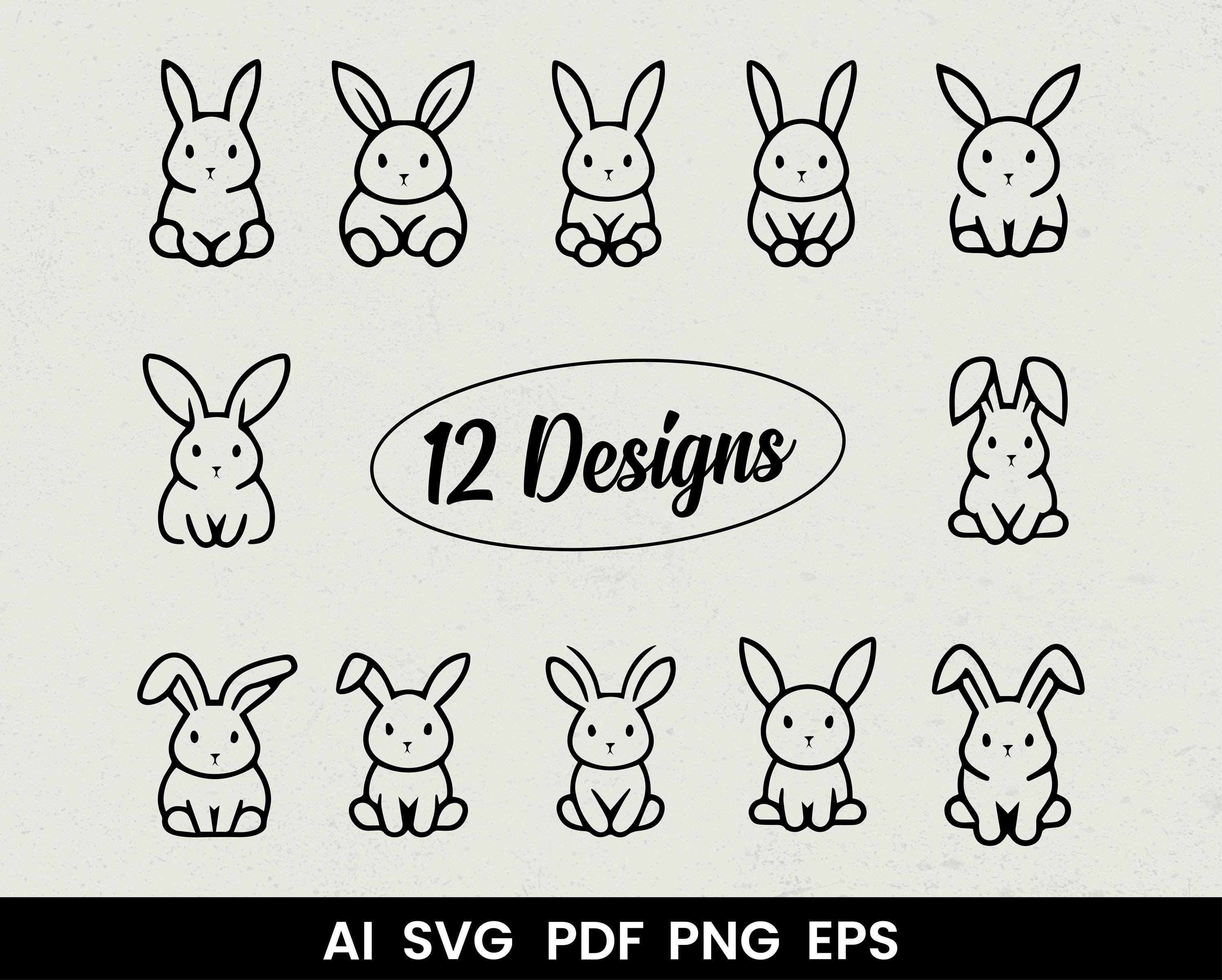 Bunny Bundle Svg, Bunnies Svg, Rabbits Svg, Bunny Outline Svg, Bunny ...