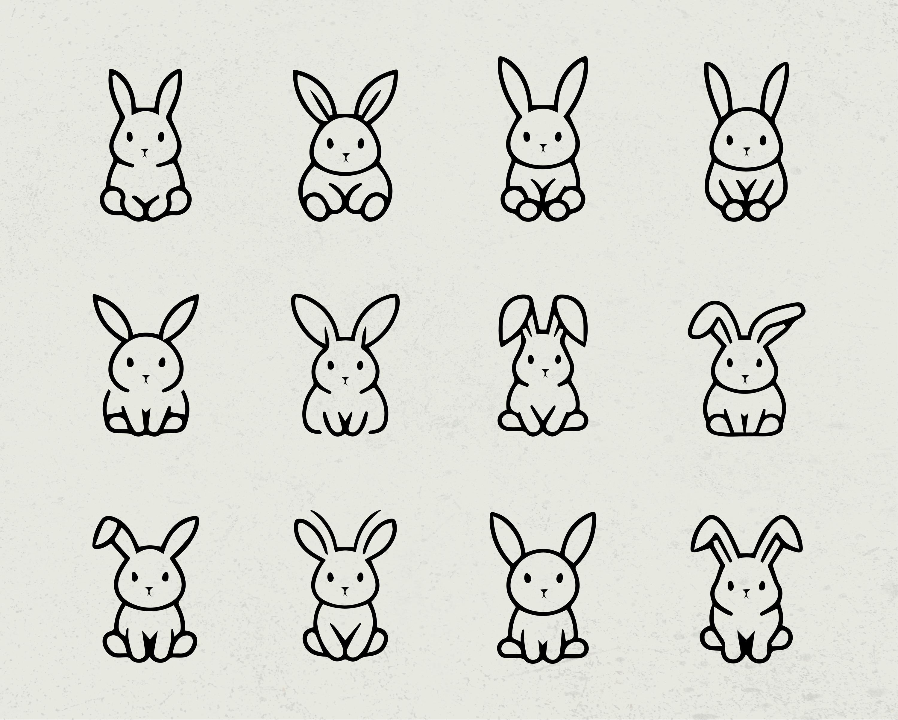Bunny Bundle Svg, Bunnies Svg, Rabbits Svg, Bunny Outline Svg, Bunny ...
