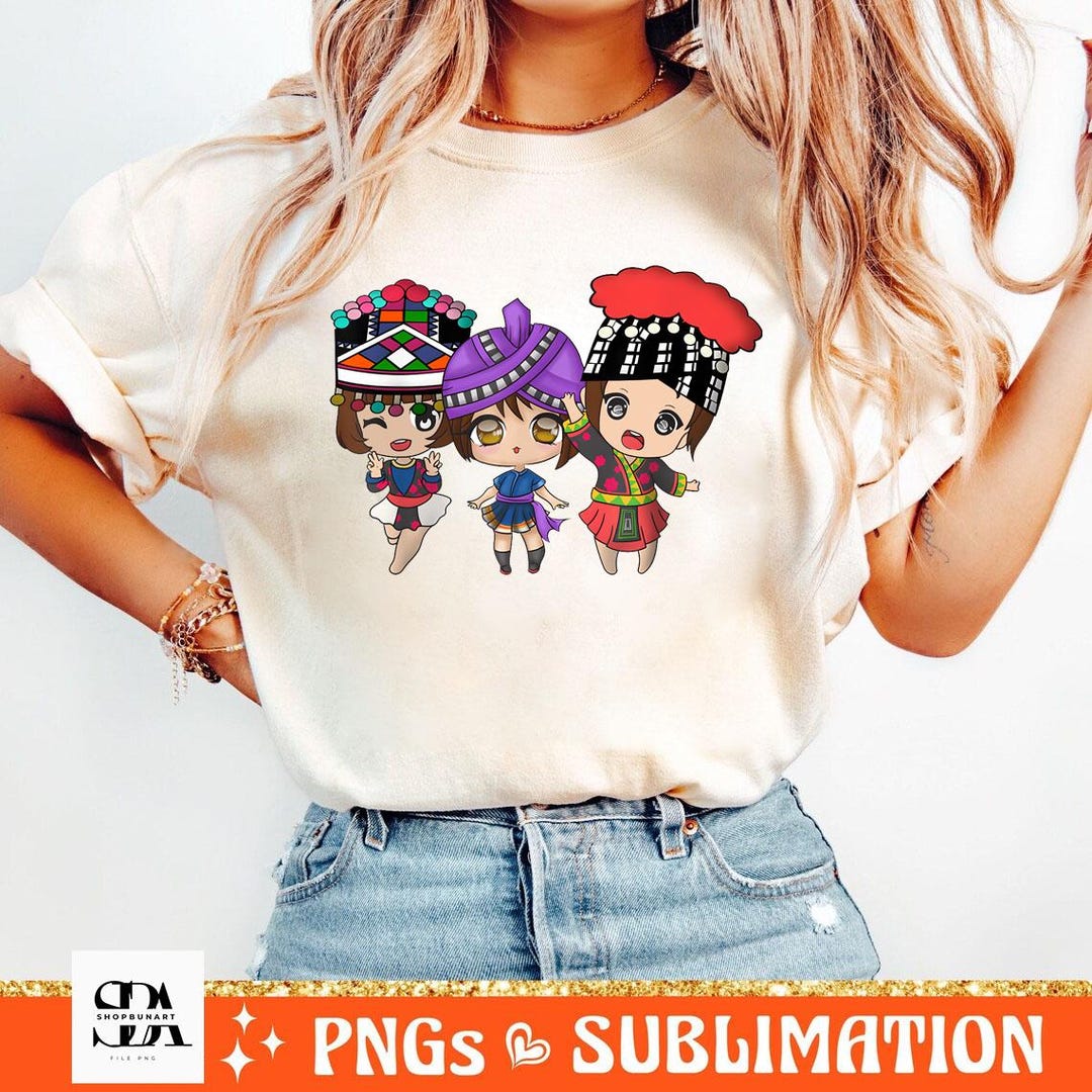 Hmong Chibi Characters PNG | Traditional Southeast Asian Outfits | High ...