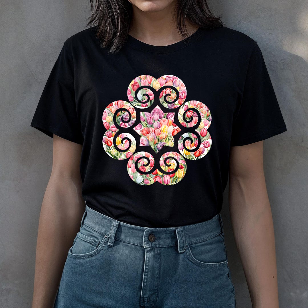 Hmong Spring Tulip Floral Mandala PNG - Colorful Flower Design for ...