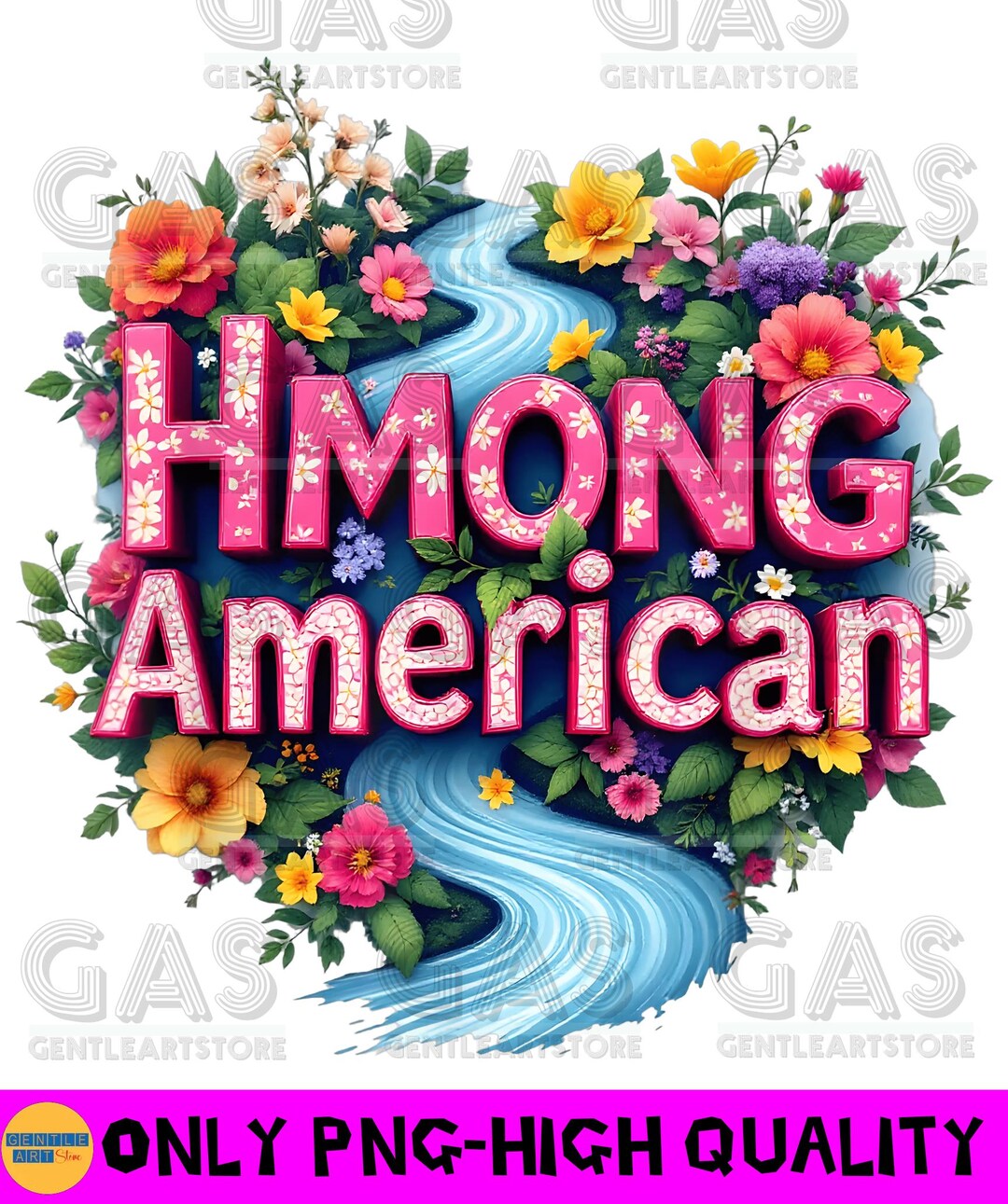 Hmong American PNG | Floral Heart River Design | High-quality ...