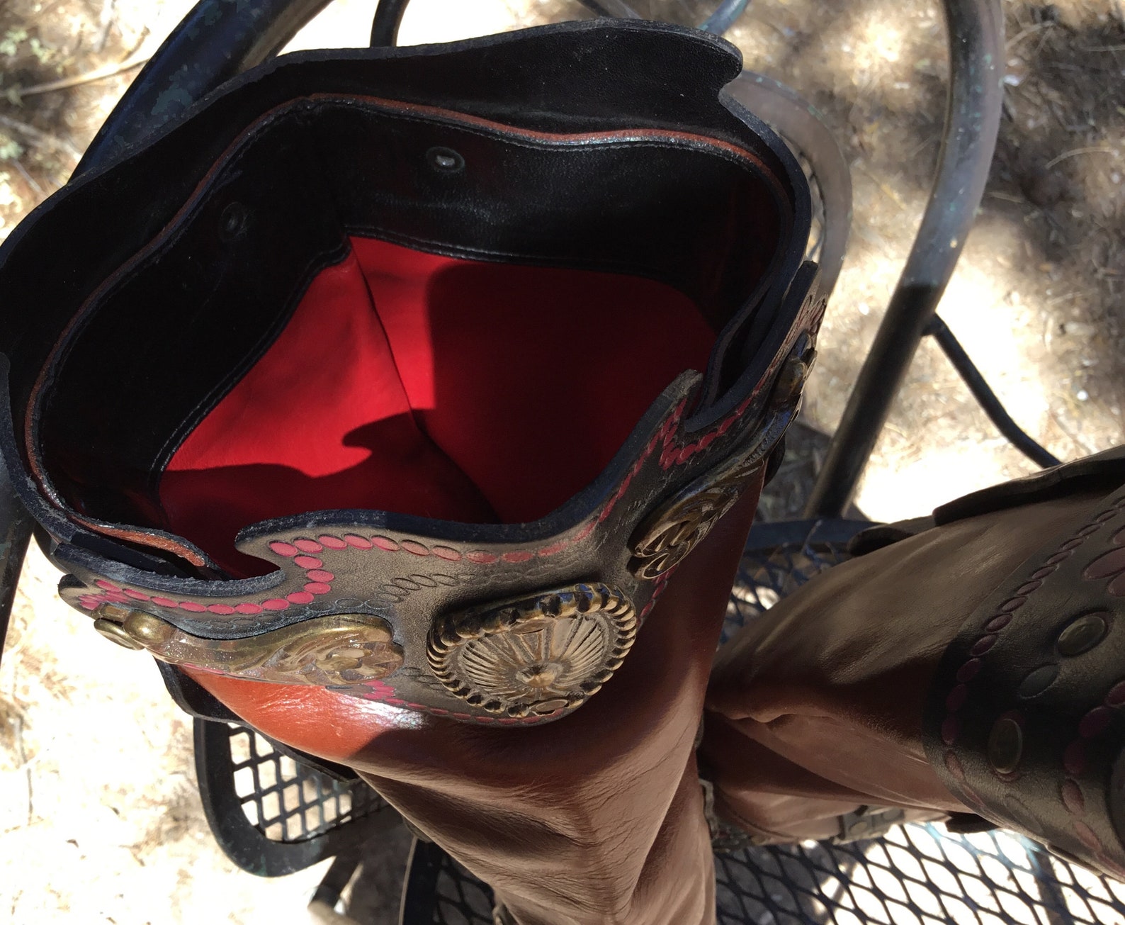 Runway Anna Sui Boots Beautiful Inlaid Embossed Tooled Flower Hardware ...