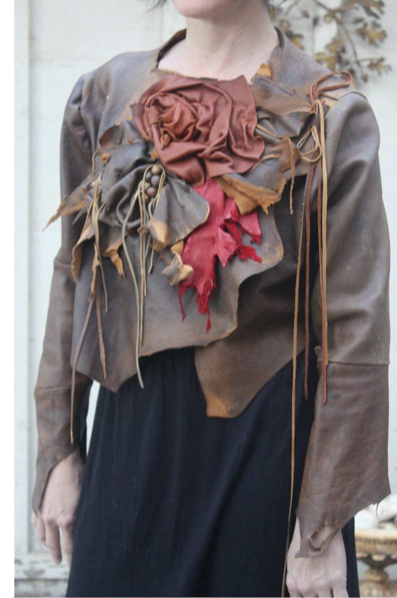 Showdiva Designs Distressed Leather Asymmetrical Jacket - Etsy