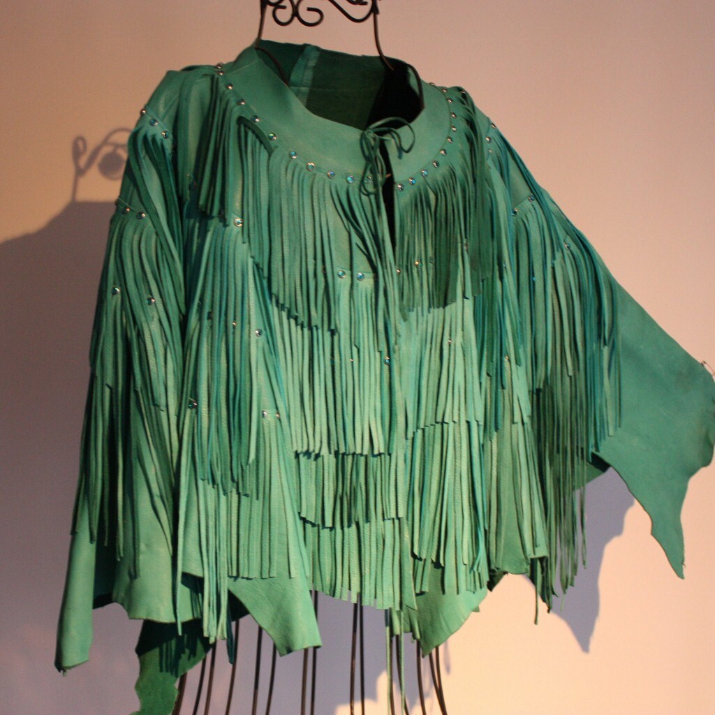 Showdiva Designs Rock Star Turquoise Leather Cape Jacket Layers of ...