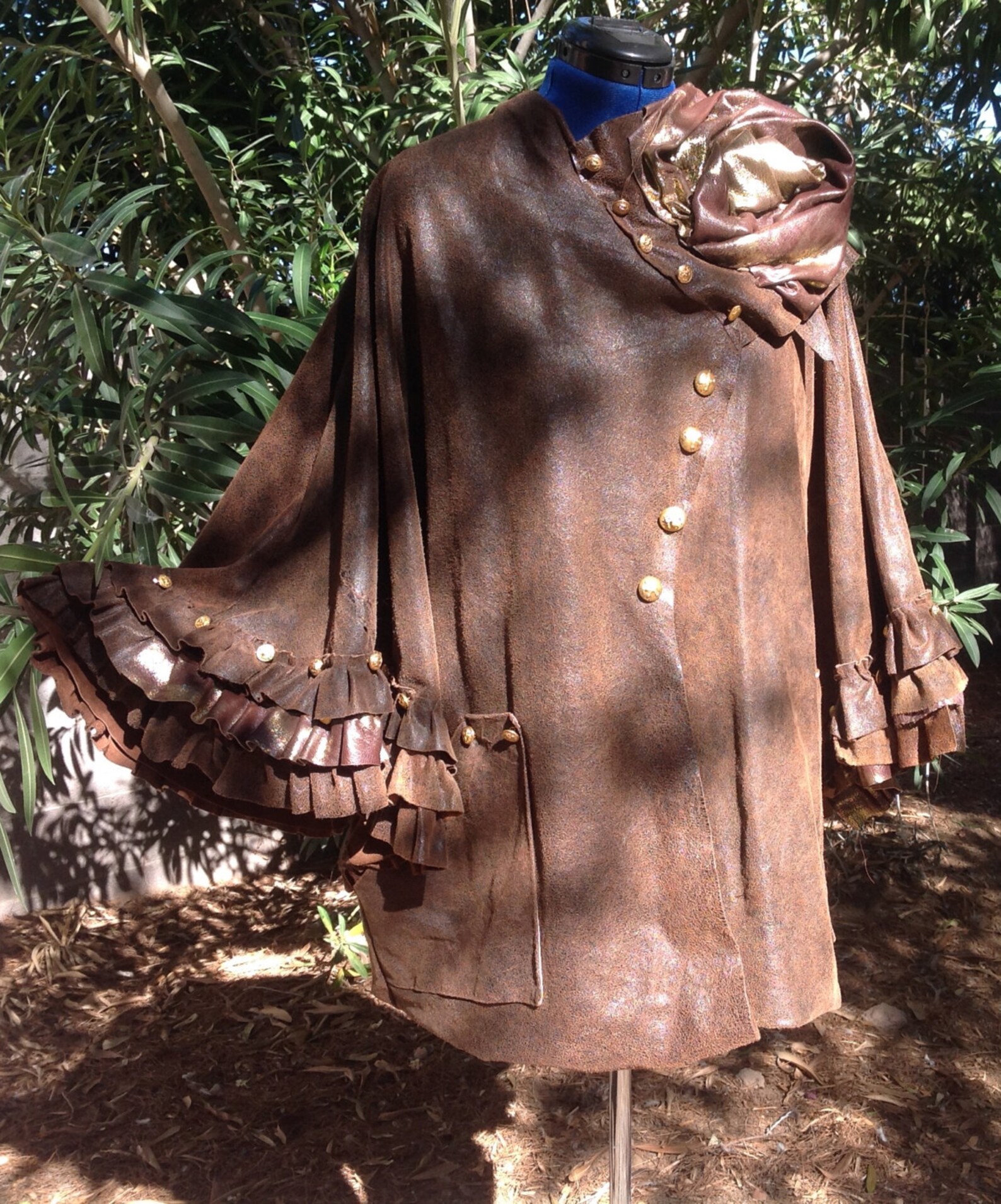 Showdiva Designs READY to SHIP Distressed Brown Leather Cape - Etsy