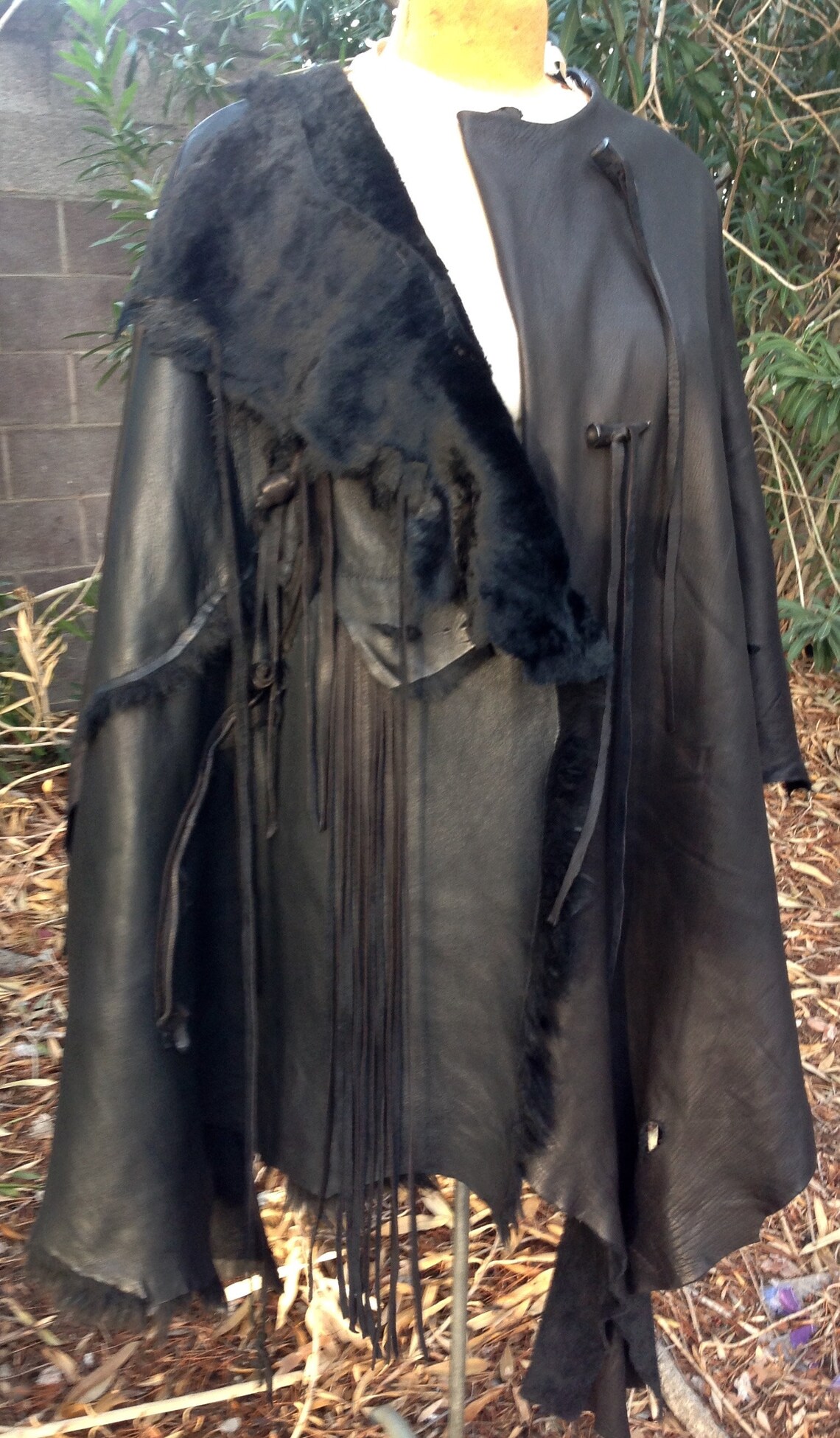 Showdiva Designs Leather Cape Coat Poncho Deerskin Rosebuds N Tattered ...