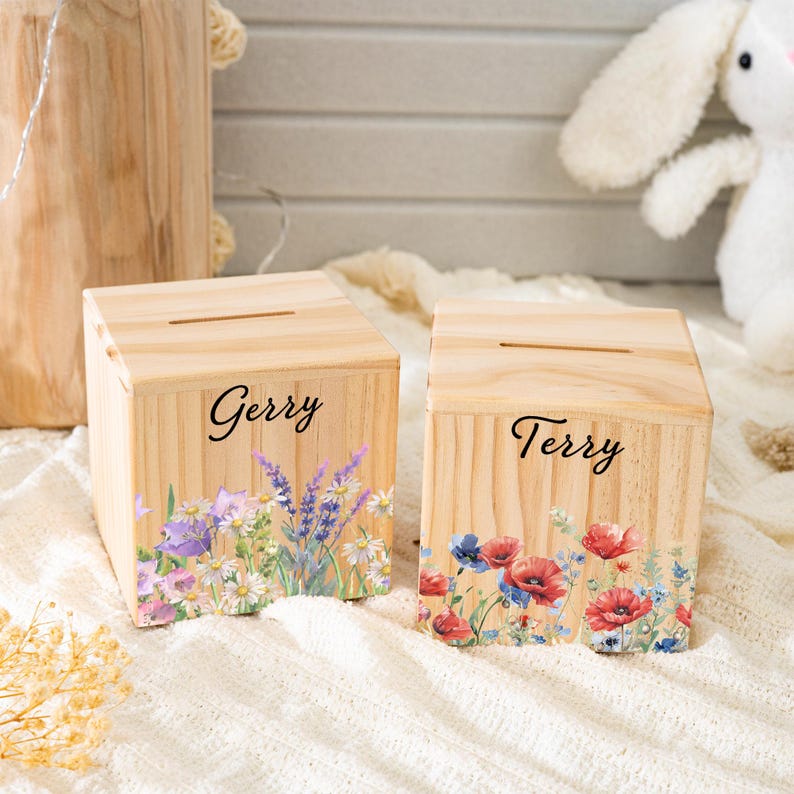 Personalized Flower Piggy Bank With Name: Kids Coin Box,money Bank for ...