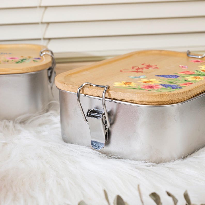 Custom Flower Lunch Box,personalized Stainless Steel Name Lunch Box ...
