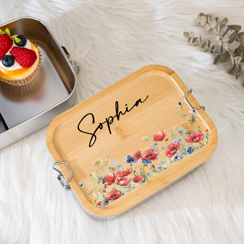 Custom Flower Lunch Box,personalized Stainless Steel Name Lunch Box ...