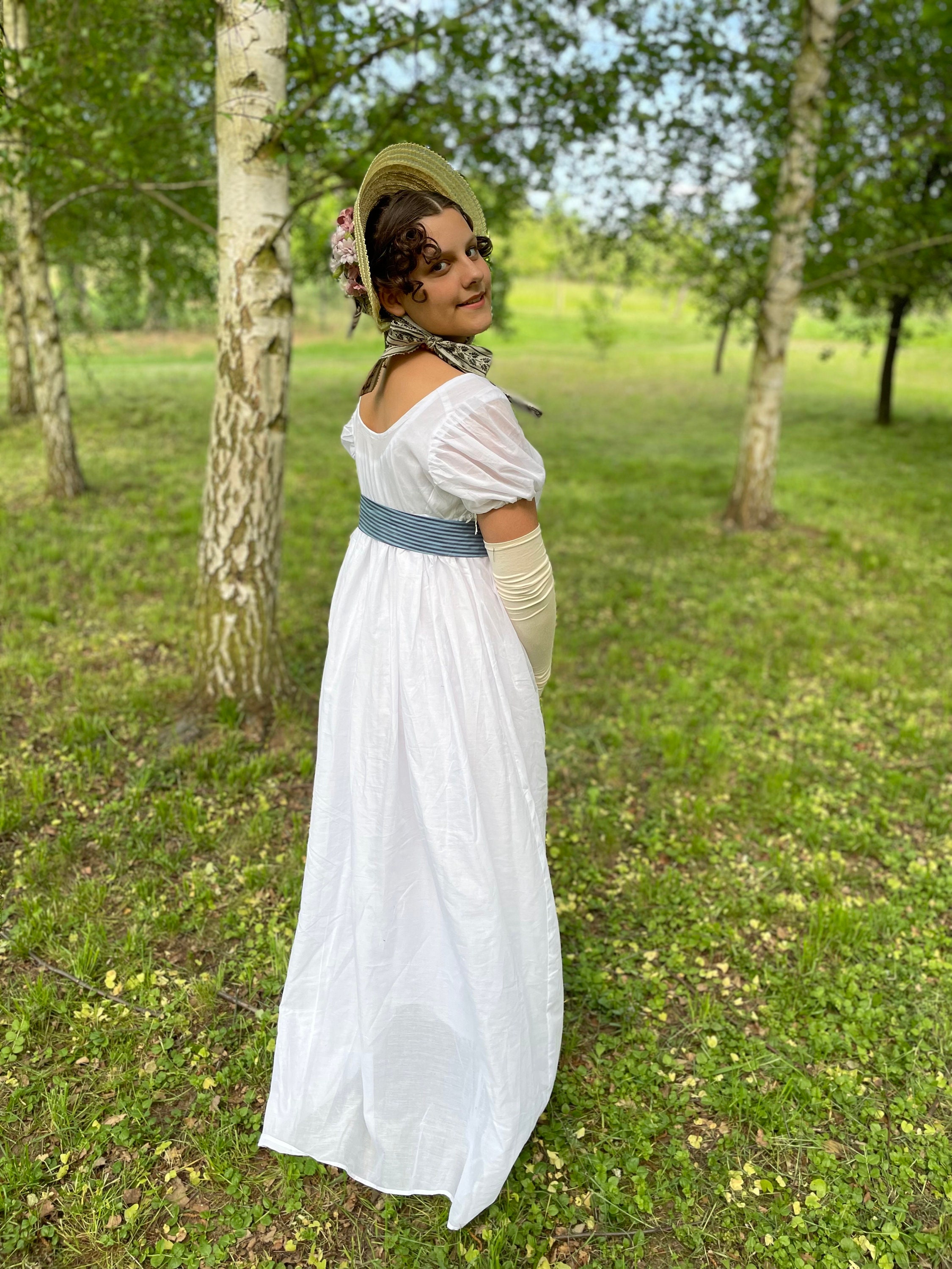 White Cotton Muslin Regency Gown - Etsy