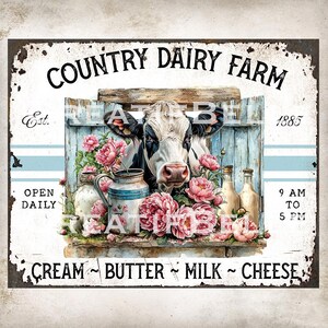Vintage Retro Dairy Cow Rustic Farmhouse DIY Kitchen Sign Wreath Accent ...