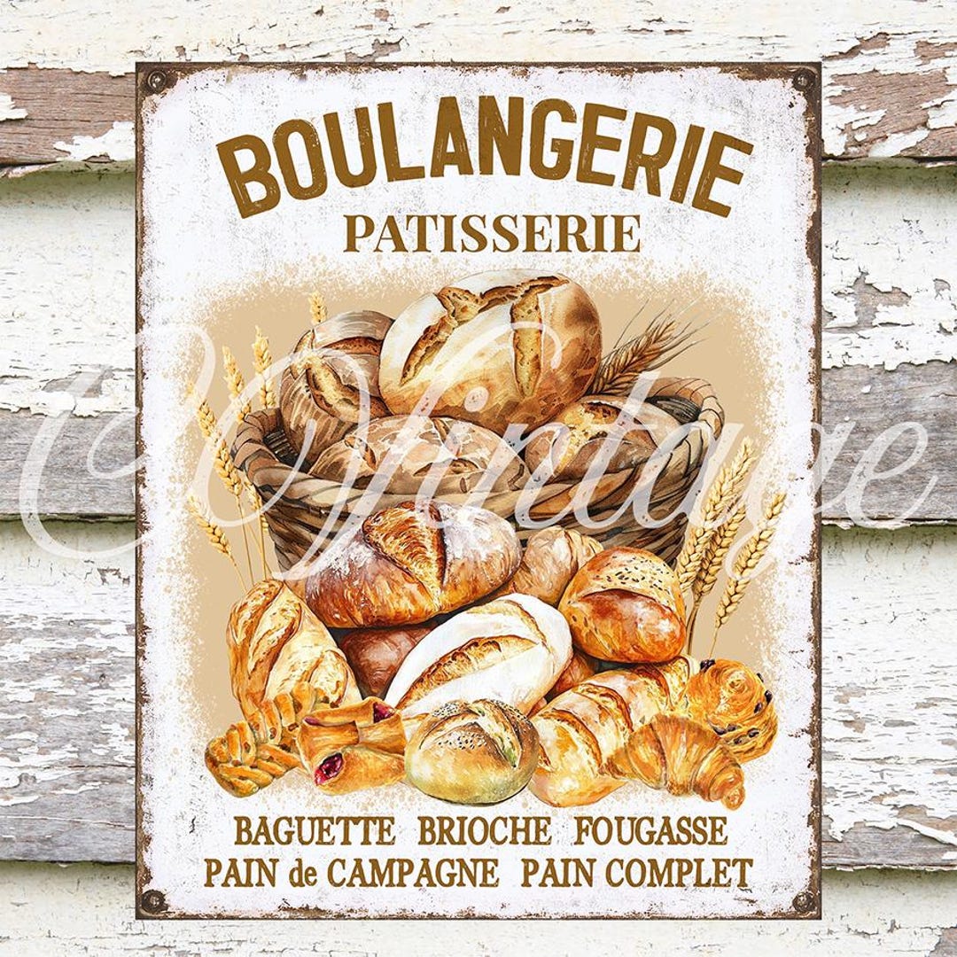 Rustic French Breads Farmhouse DIY Kitchen Sign Bread Bakery ...