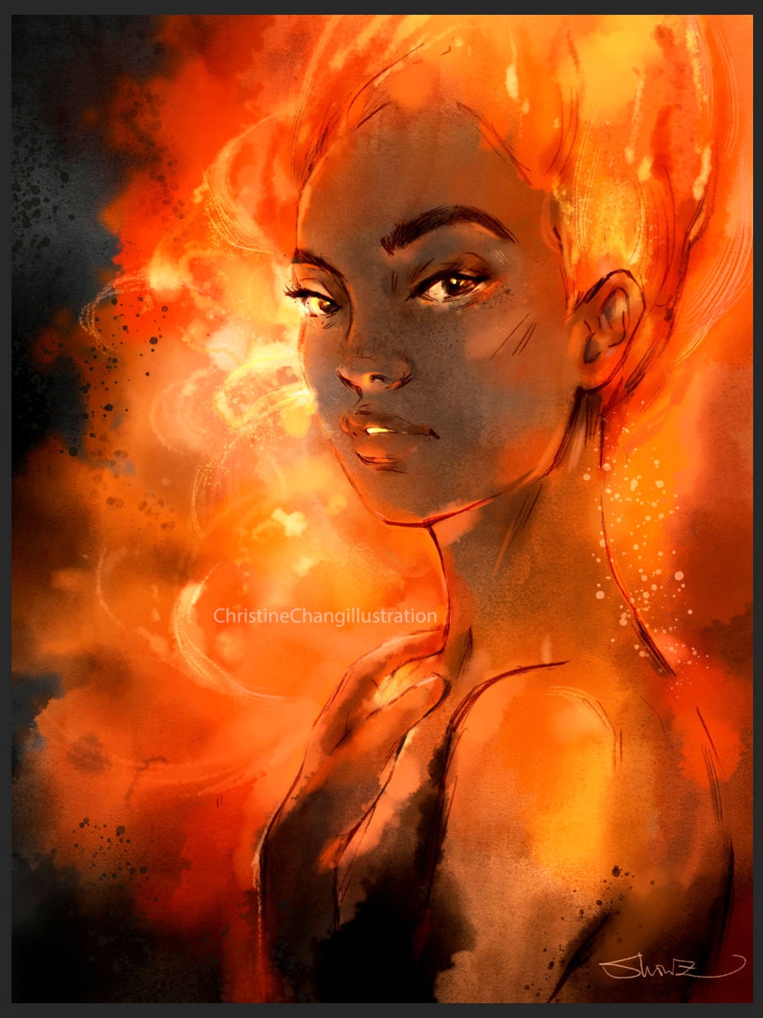 Solar Flare Girl on Fire 8.5x11 Art Print - Etsy