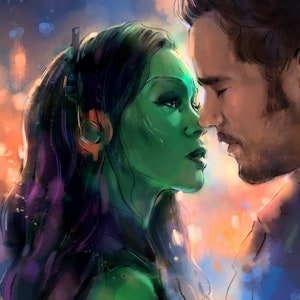 Gamora and Peter, the Melody is Pleasant! Art Print - Etsy