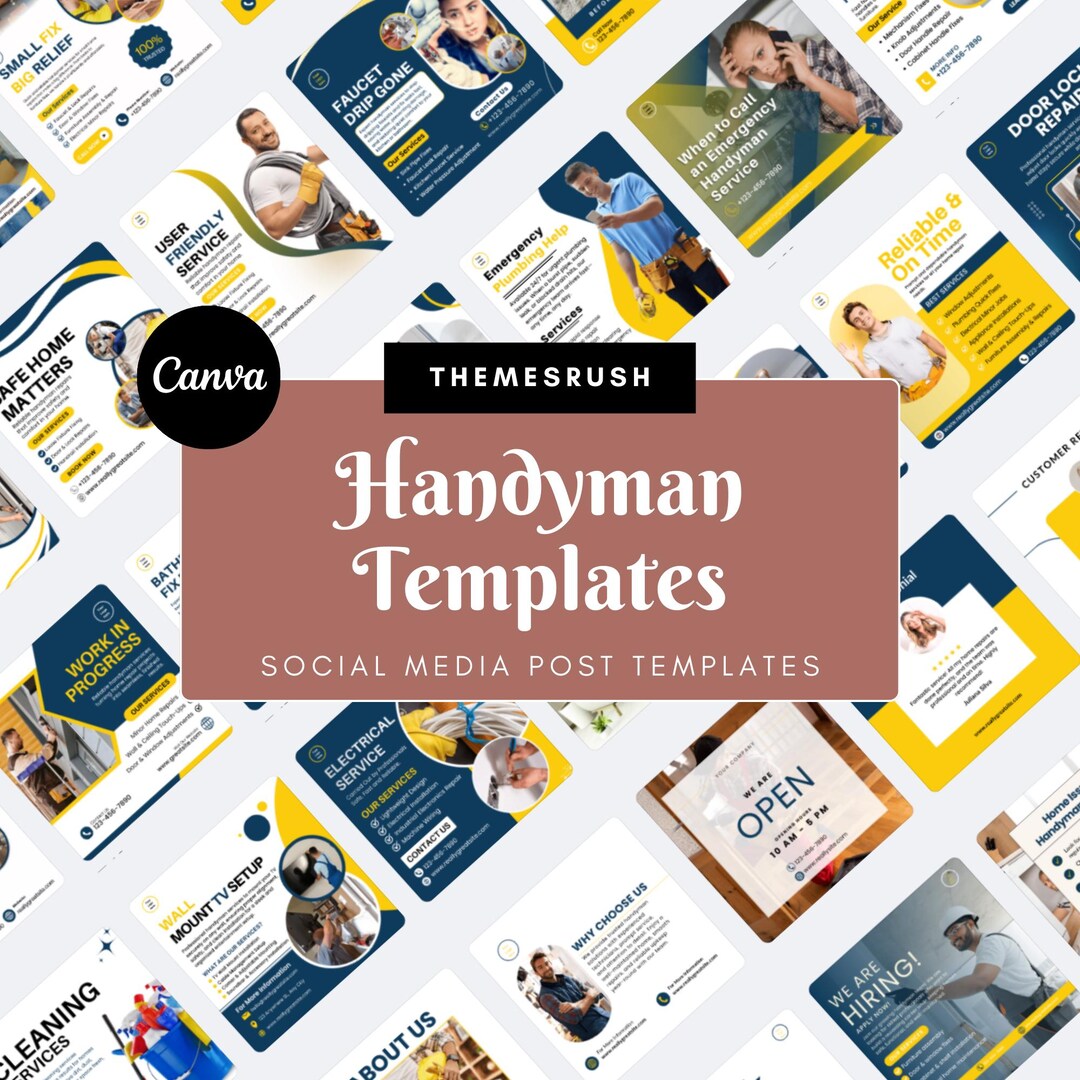 Handyman Social Media Templates – 40 Editable Canva Designs for ...
