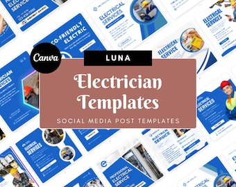Electrician Social Media Templates – Editable Canva Designs for ...
