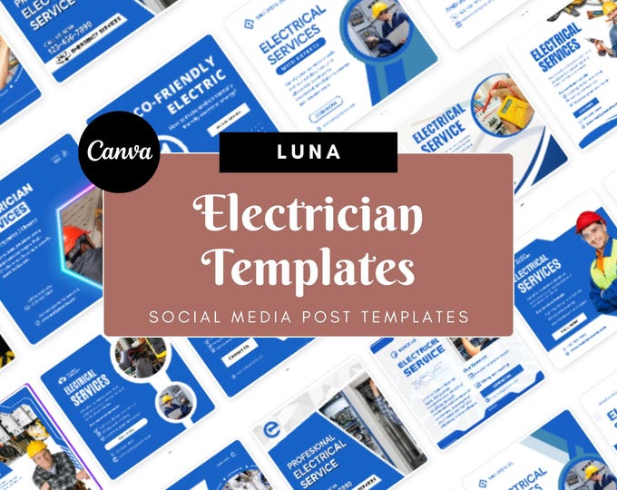 50 Electrician Instagram Post Templates for Canva - Electrical Business ...