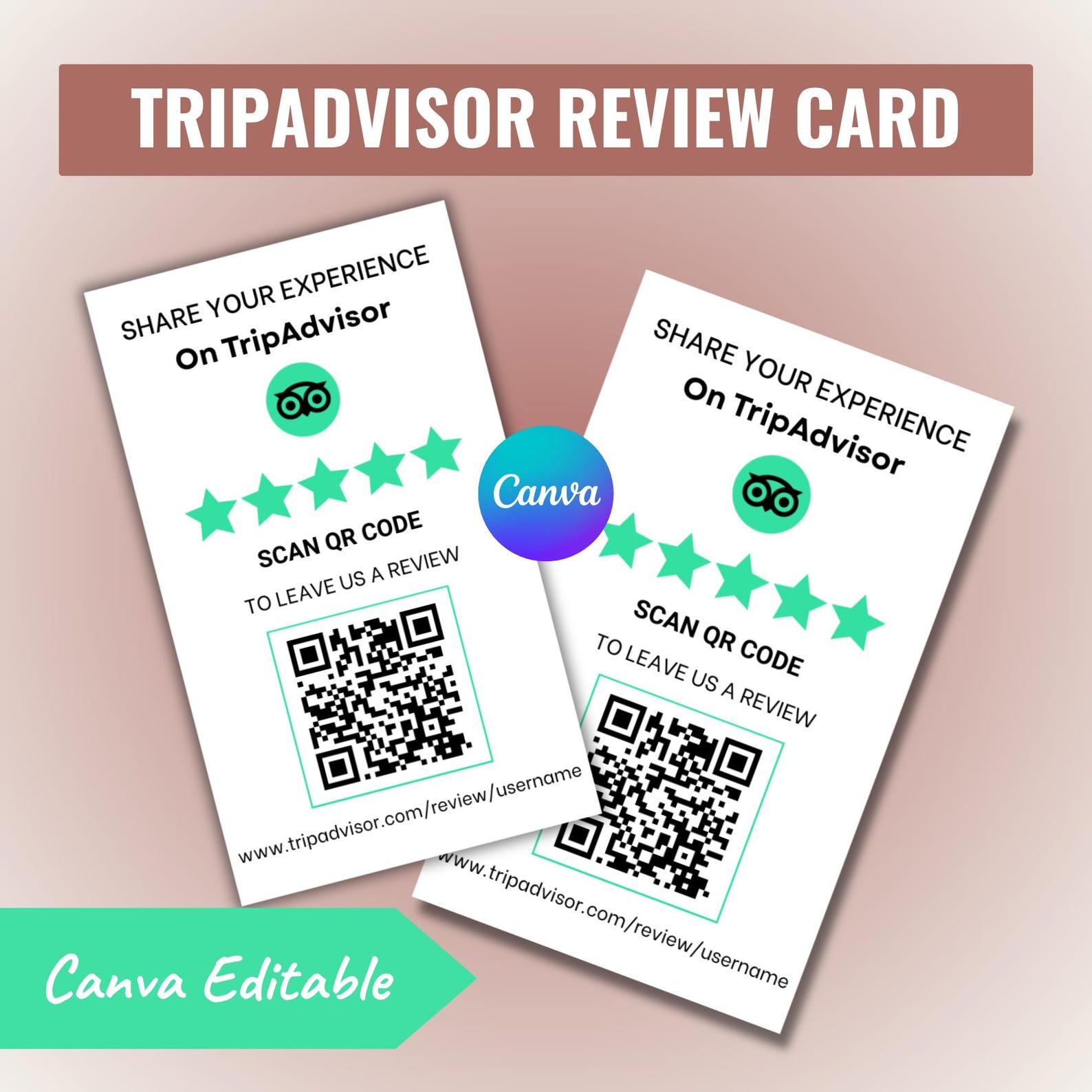 Tripadvisor Review Cards - Editable Canva Template (digital Download ...