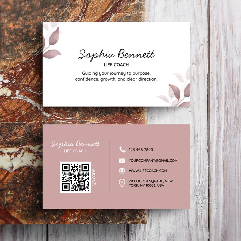 Life Coach Business Card Template for Canva – Editable DIY Design ...