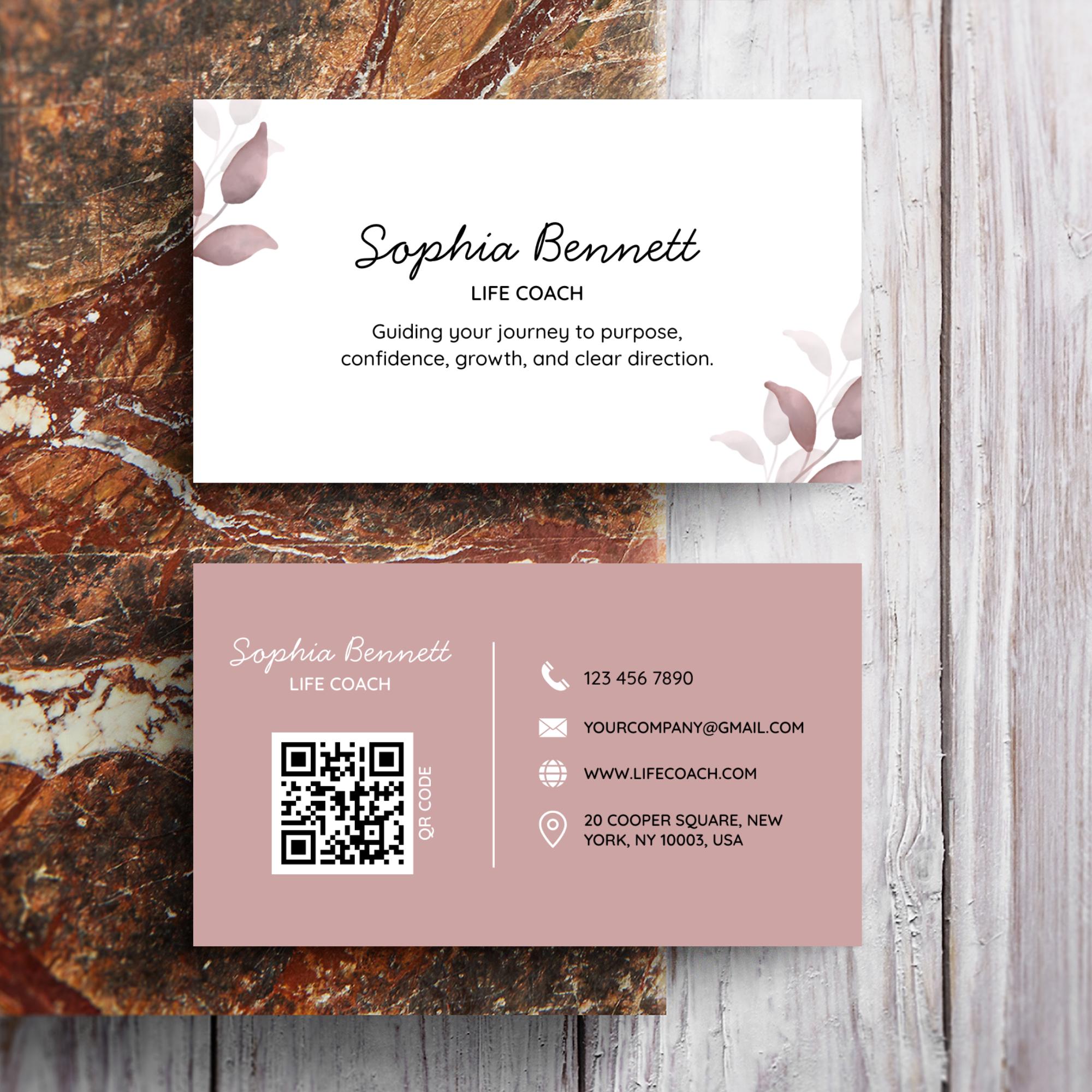 Life Coach Business Card Template for Canva – Editable DIY Design ...