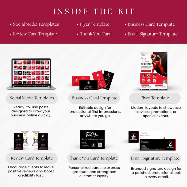 Dance Studio Branding Kit | Canva Templates for Studios, Classes ...