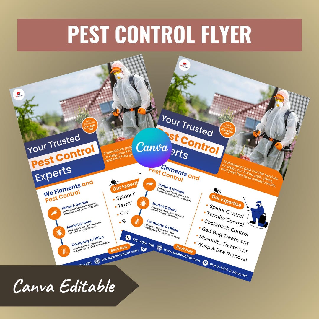 Pest Control Flyer – Editable Canva Template (A4 & US Letter Size ...