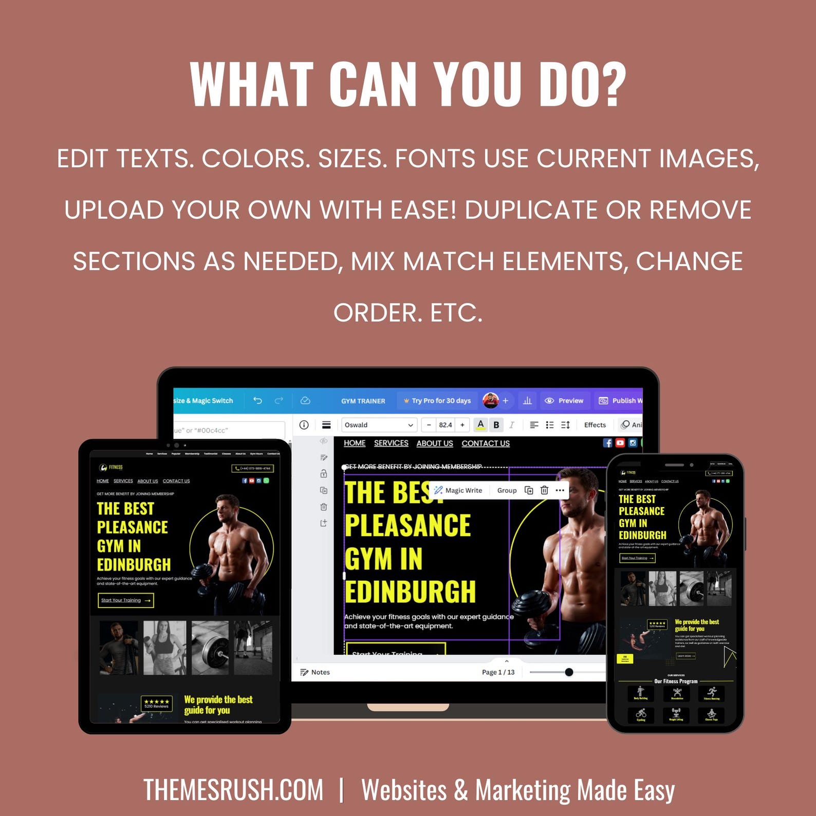 FITPRO – Gym Trainer Canva Website Template – Ready to Launch in ...