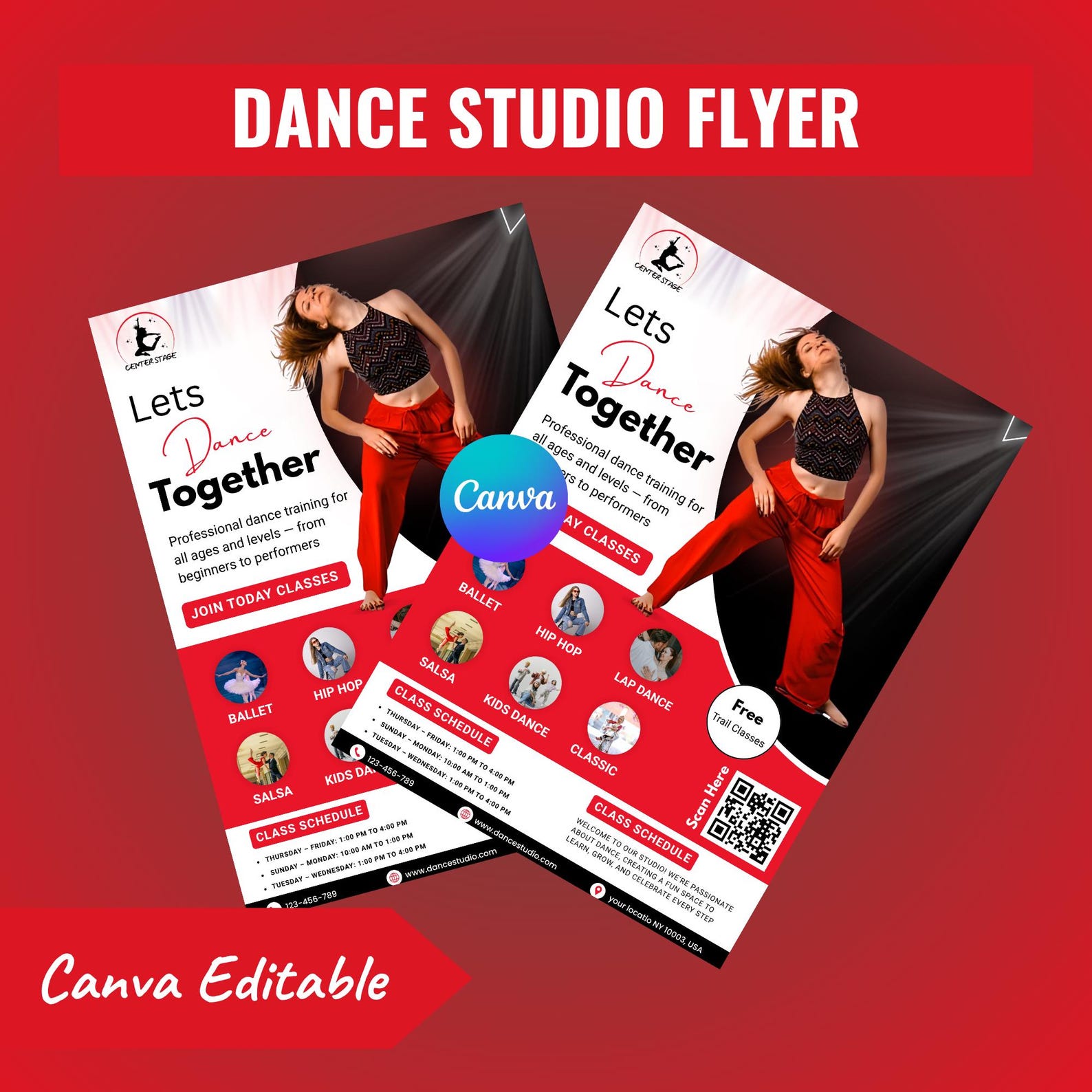 Dance Studio Flyer – Canva Editable Template (A4 & US Letter Size ...
