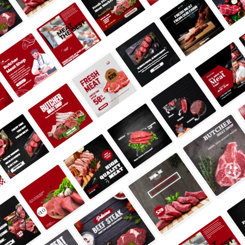 CARMINE - Butcher Shop Social Media Templates - Ready-to-post Canva ...
