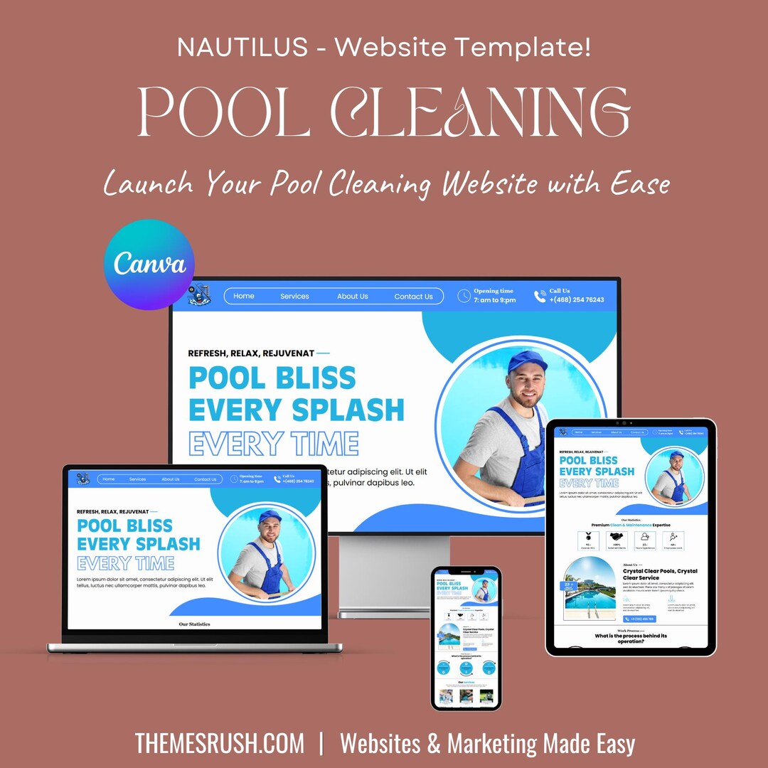 Pool Cleaning Canva Website Template – Ready to Launch in Minutes With ...