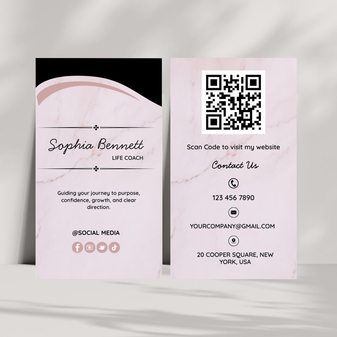 Life Coach Business Card Template for Canva – Editable DIY Design ...