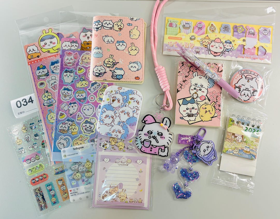 Chiikawa Bundle Sets- Stickers, Tote Bag, Keychain, Plush - Gift for ...